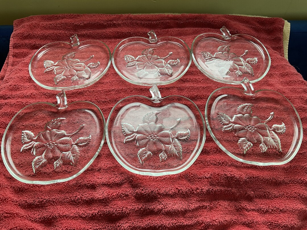 Hazel-atlas Apple Shaped Glass Plates 6 - Etsy