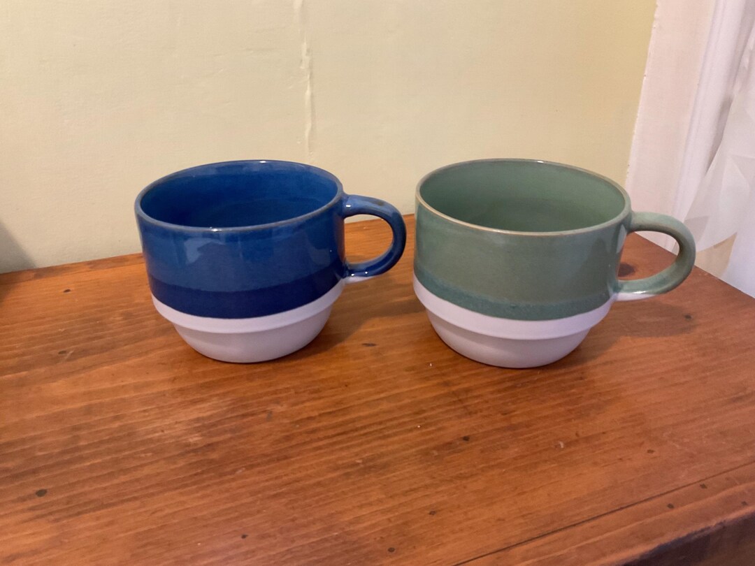 Boston Warehouse Two-tone Pottery Mugs (2) - Etsy