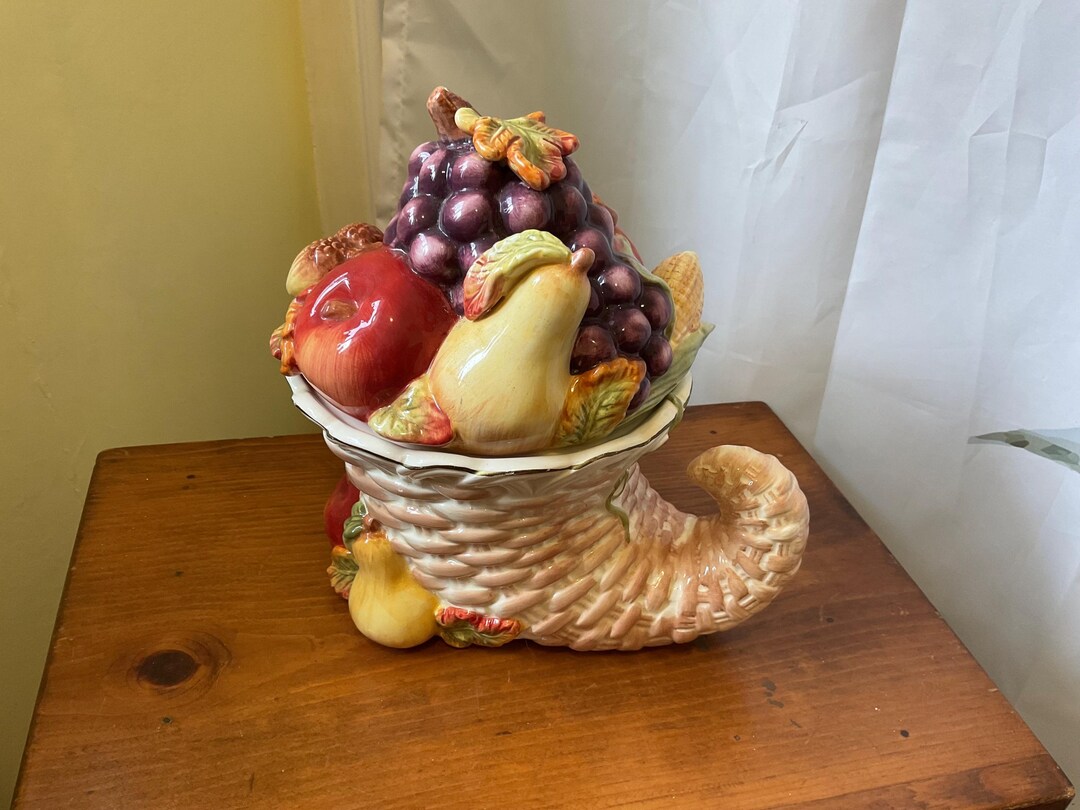 Cracker Barrel Autumn Cornucopia Cookie Jar - Etsy