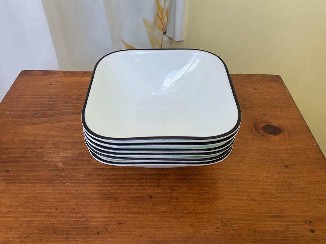 Corelle Vitrelle Simple Lines Pattern Square Bowls 6 - Etsy
