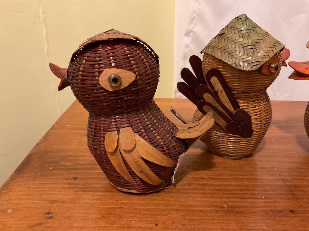 Kiangsi Handicrafts Wicker Bird Baskets With Lids (4) - Etsy