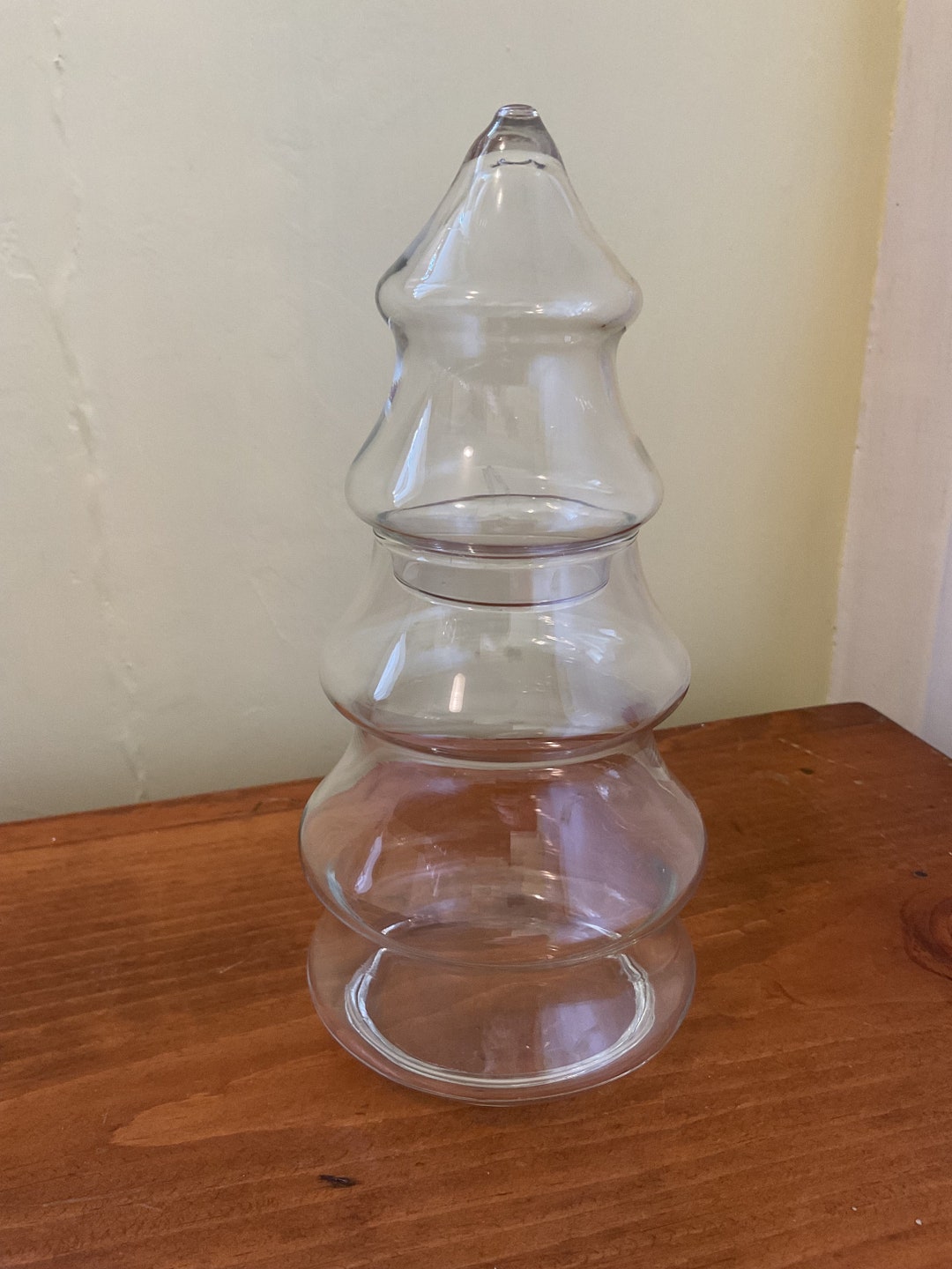 Libbey Glass Christmas Tree Container With Lid - Etsy