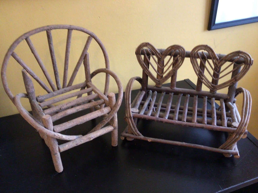 Primitive Handmade Twig & Branch Dollhouse Furniture Set of Two - Etsy
