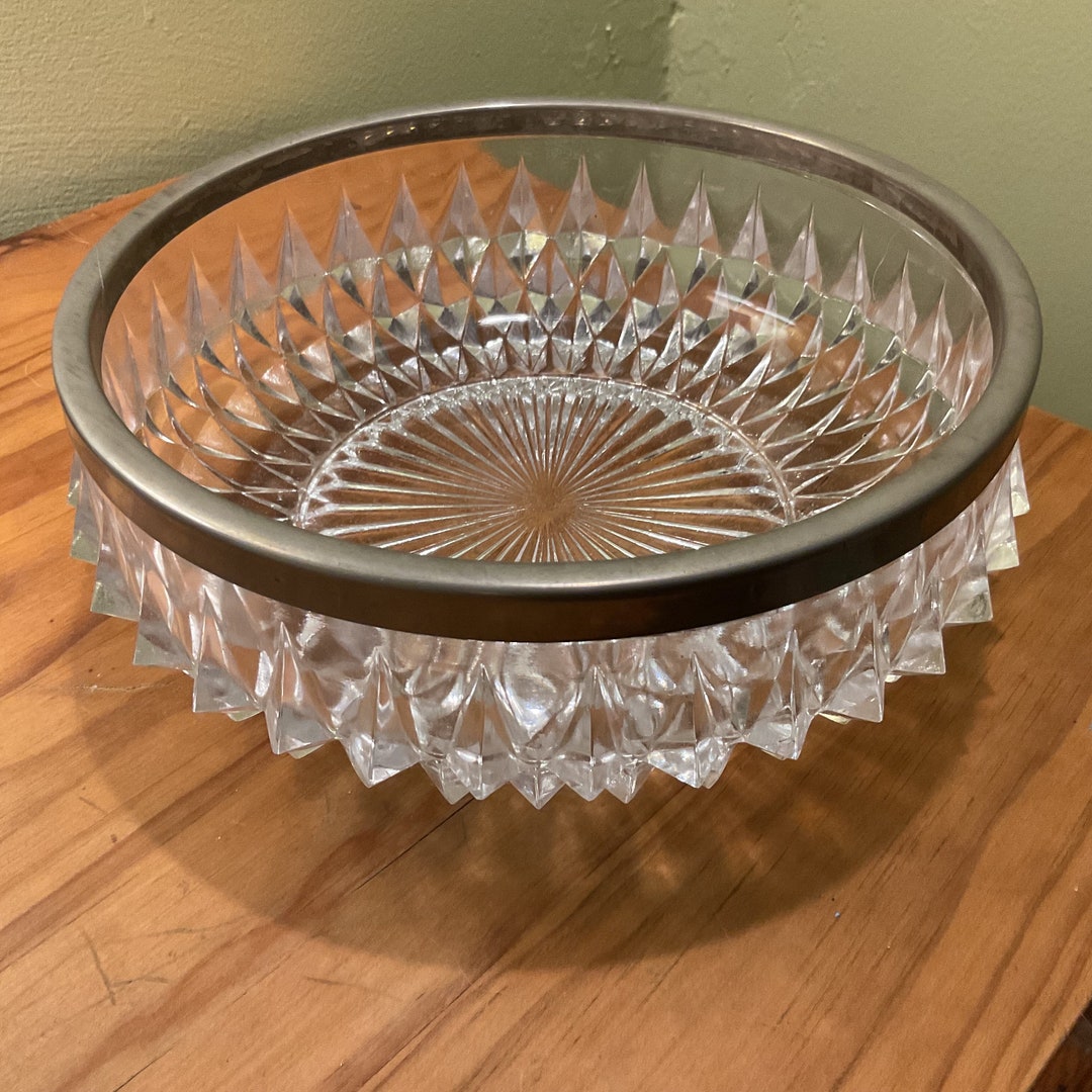Cut Glass Silver Plate Rim “spiky” Bowl - Etsy
