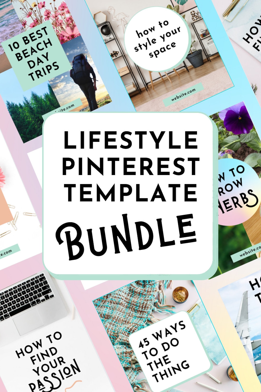 Pinterest Templates Bundle of 10 - Lifestyle Pinterest Templates - Etsy