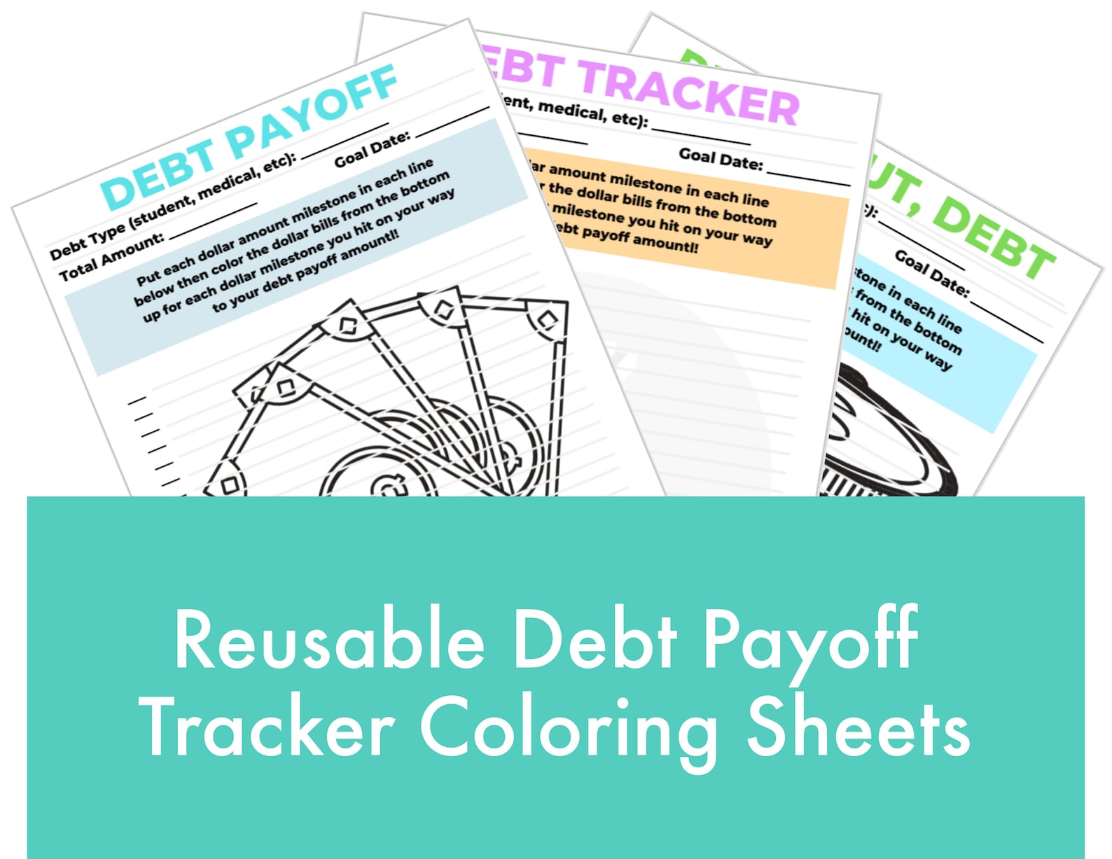 Debt Payoff Tracker Coloring Pages - Etsy