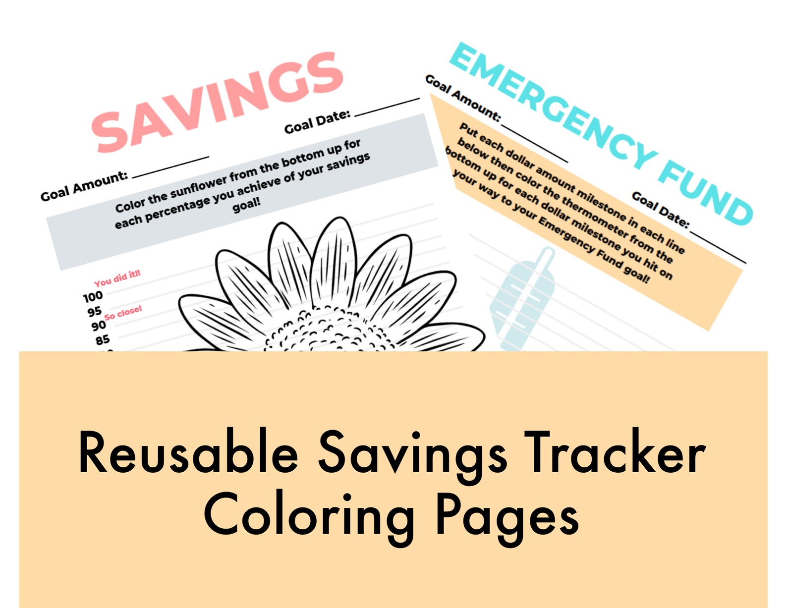 Reusable Savings Tracker Coloring Pages - Etsy