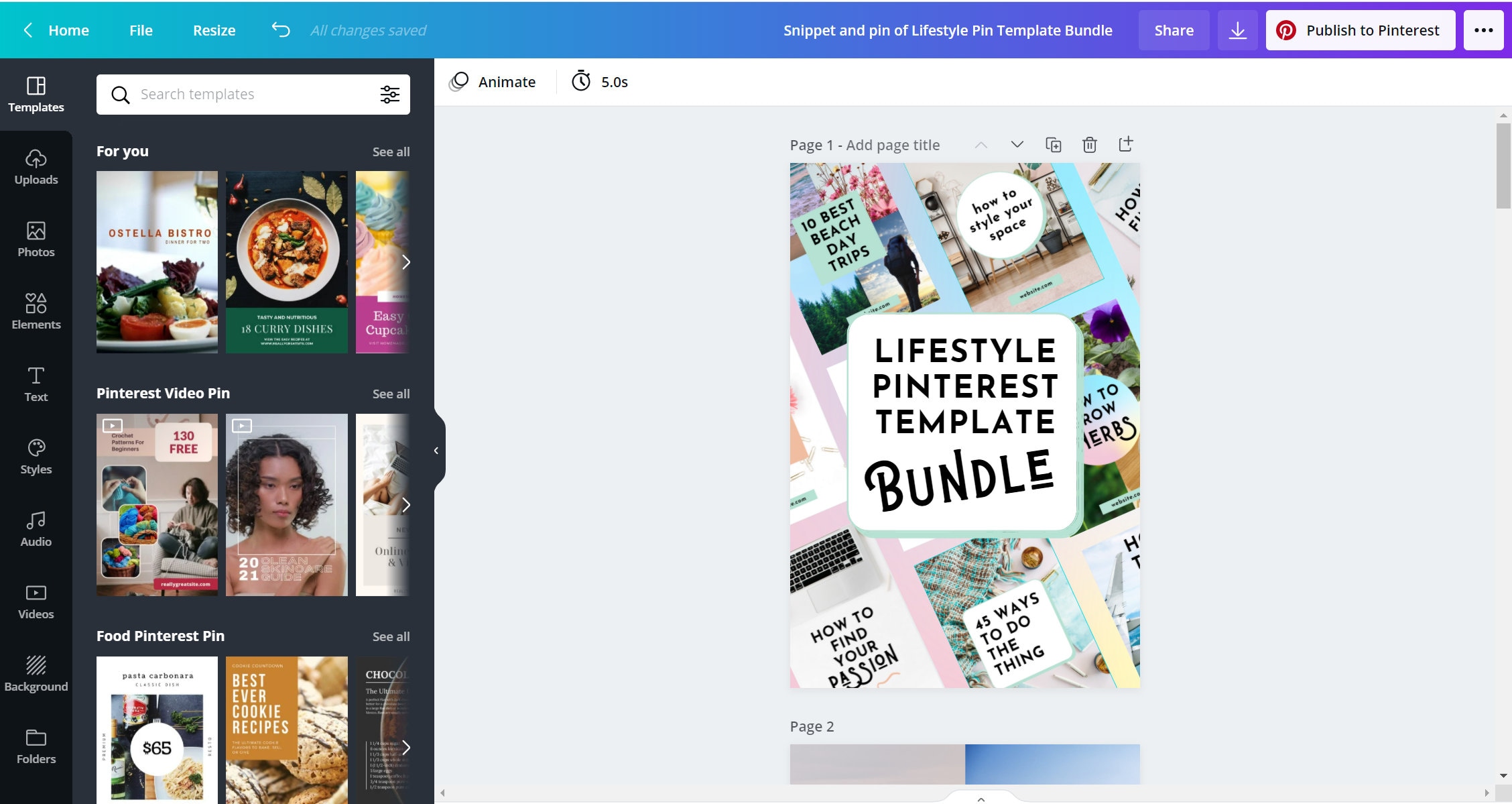 Pinterest Templates Bundle of 10 - Lifestyle Pinterest Templates - Etsy