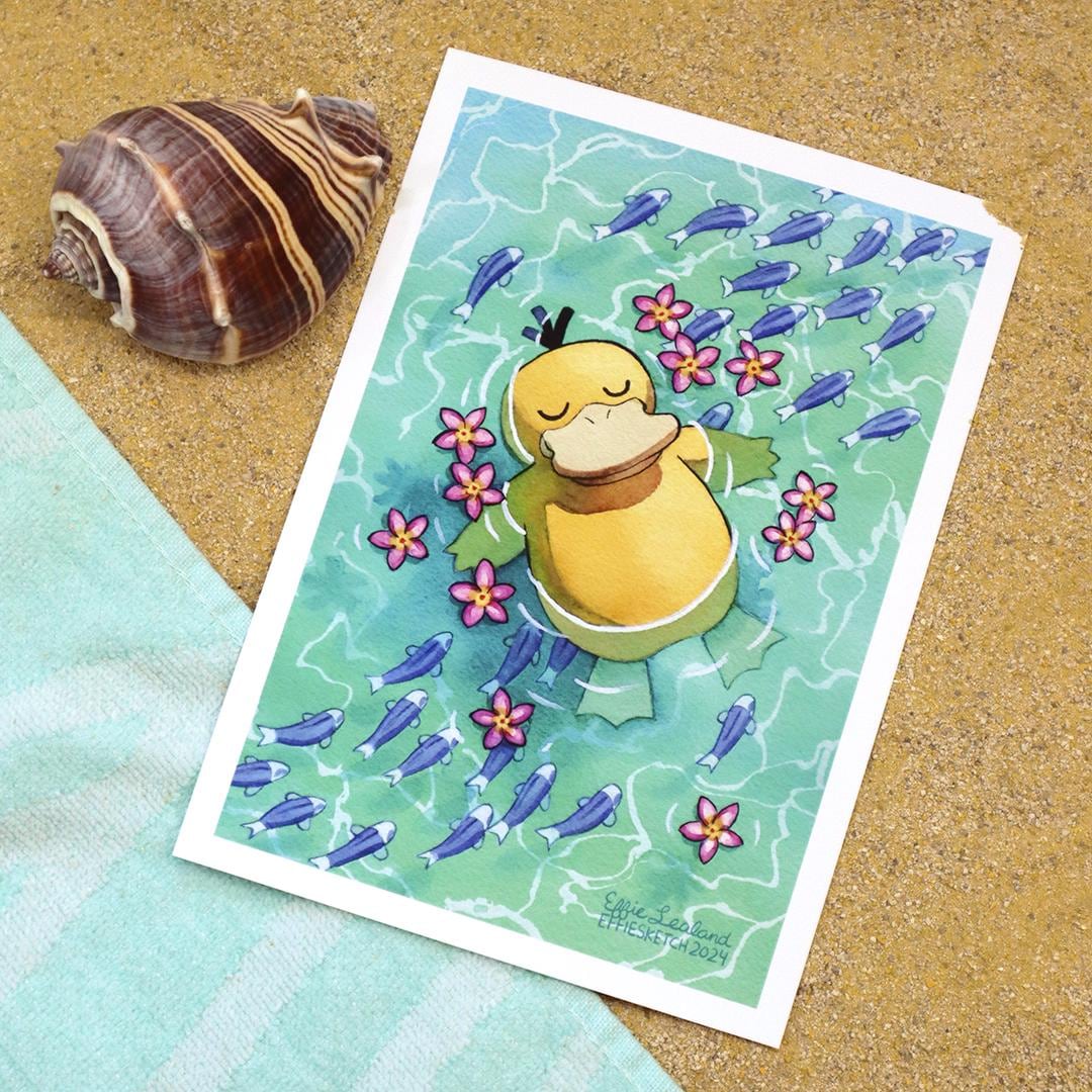 Chill Psyduck Small Print - Etsy