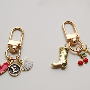 Personalized Gold Charm Keychain: Custom Bag or Purse Charm - Etsy