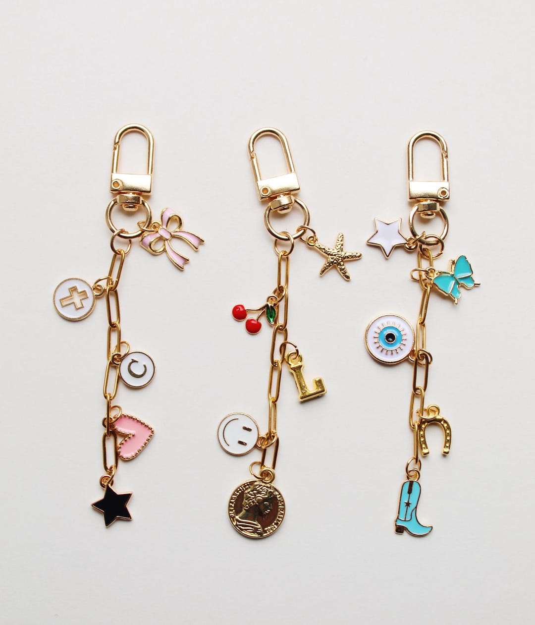 Custom Gold Charm Keychain, Purse Charms, Bag Charms, Paper Clip ...