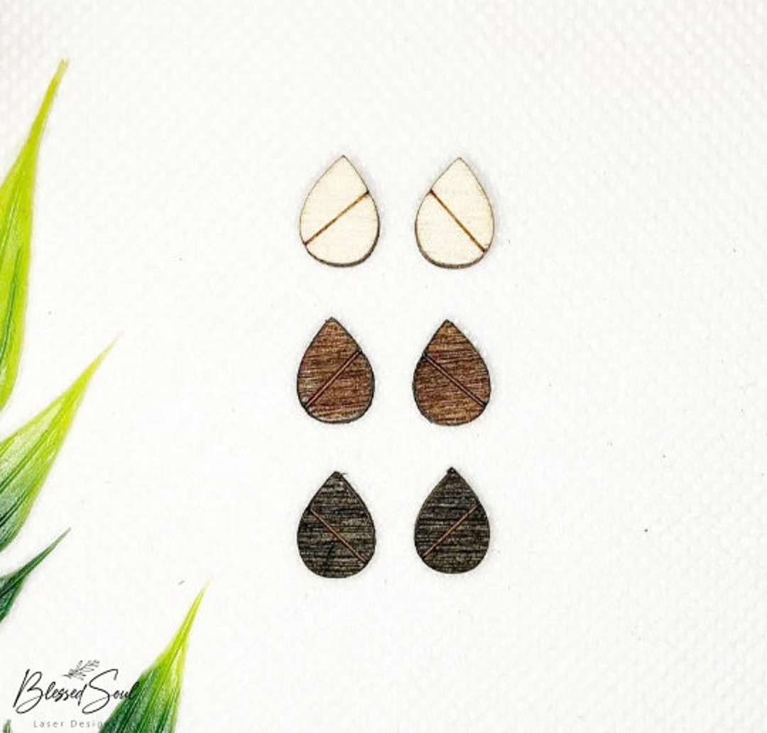 10 Pcs - Unfinished Teardrop Stud With Score Line - Laser Cut Circle ...