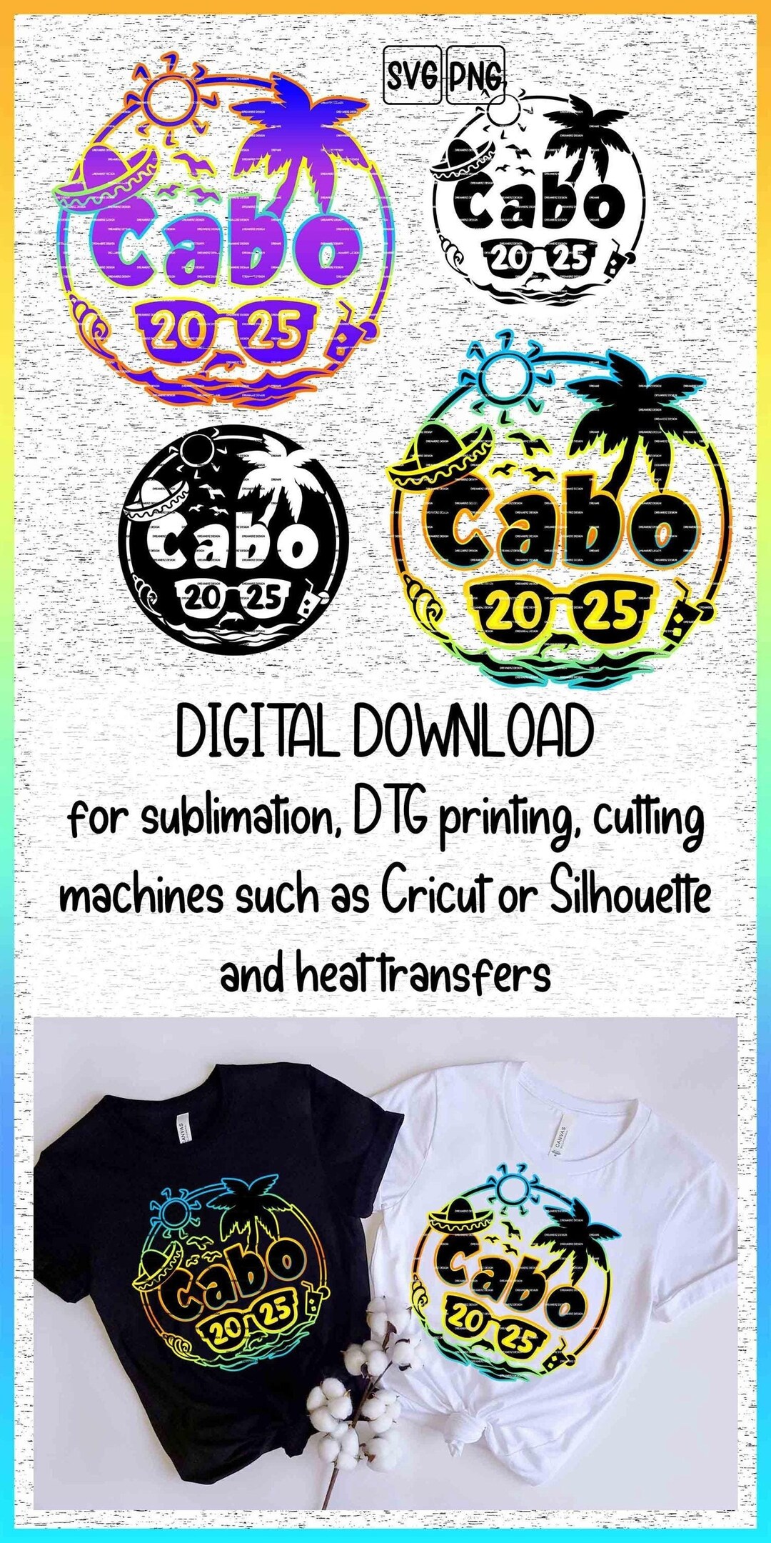 Cabo 2025 Svg Mexico Vacation Shirt Png Bundle, Cabo Girls Trip Png ...