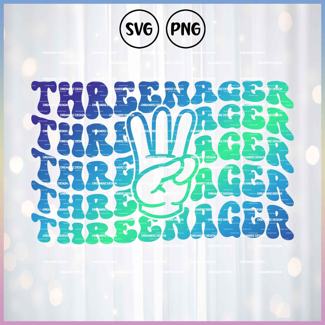 Threenager 3rd Birthday Boy Shirt Png Groovy Wavy Svg, 3 Rd Birthday ...