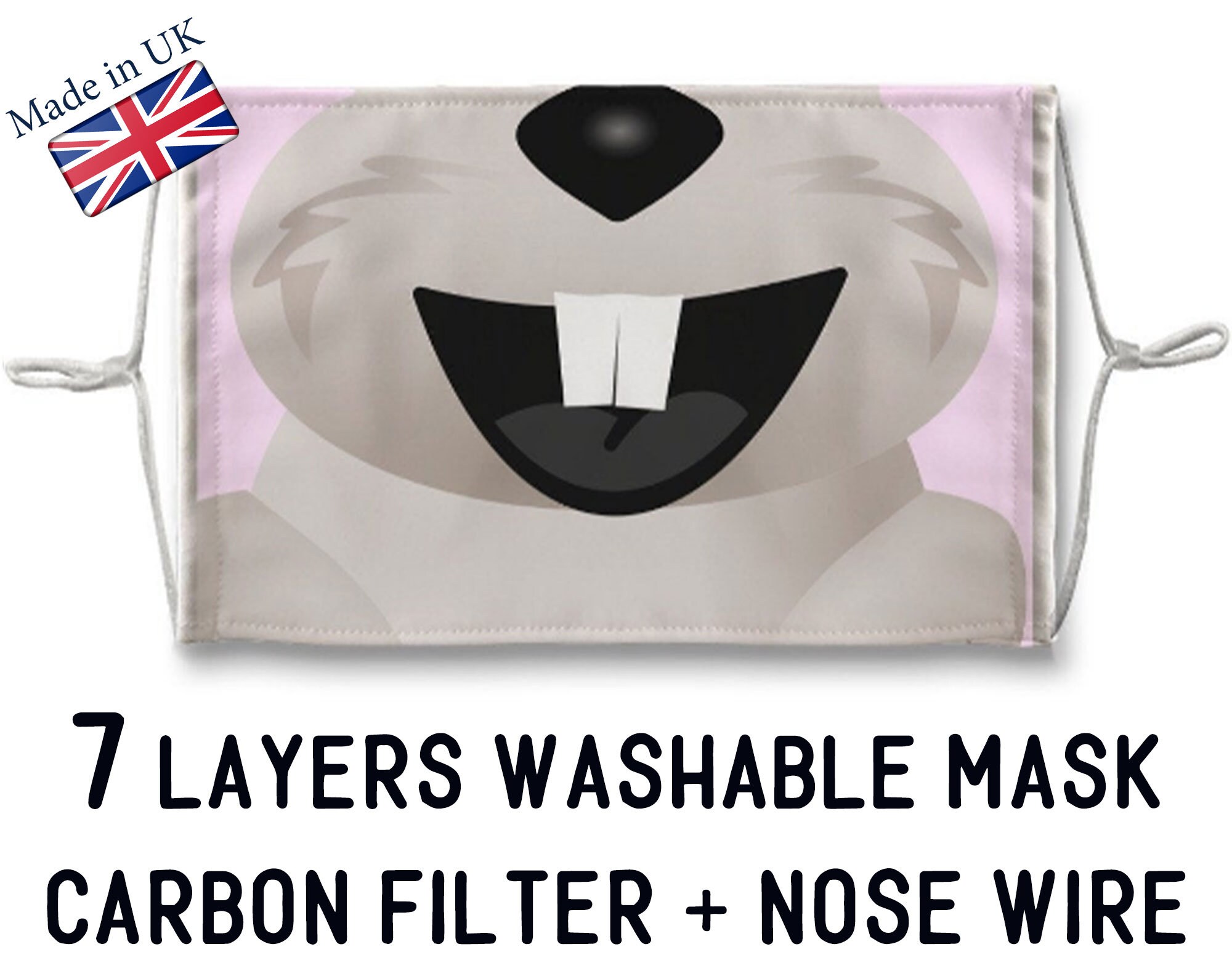 Bunny face mask adult Rabbit face mask adjustable nose wire | Etsy