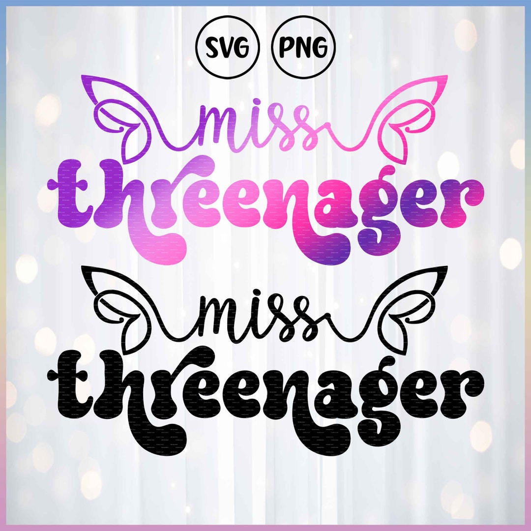 Miss Threenager Butterfly Toddler 3rd Birthday Girl Shirt Png, Sassy ...