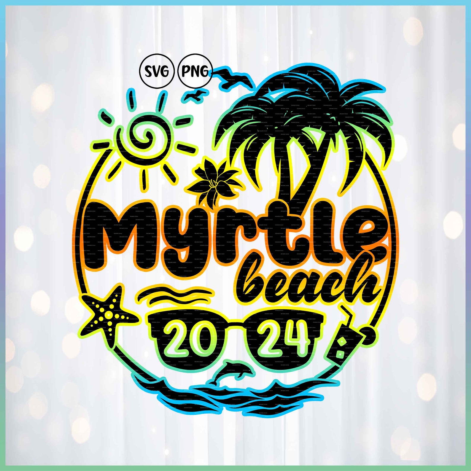 Grand Strand Myrtle Beach Vacation Svg 2024, South Carolina Palm Tree ...