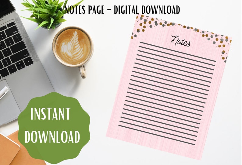 Pink Glitter Notes Page - Etsy