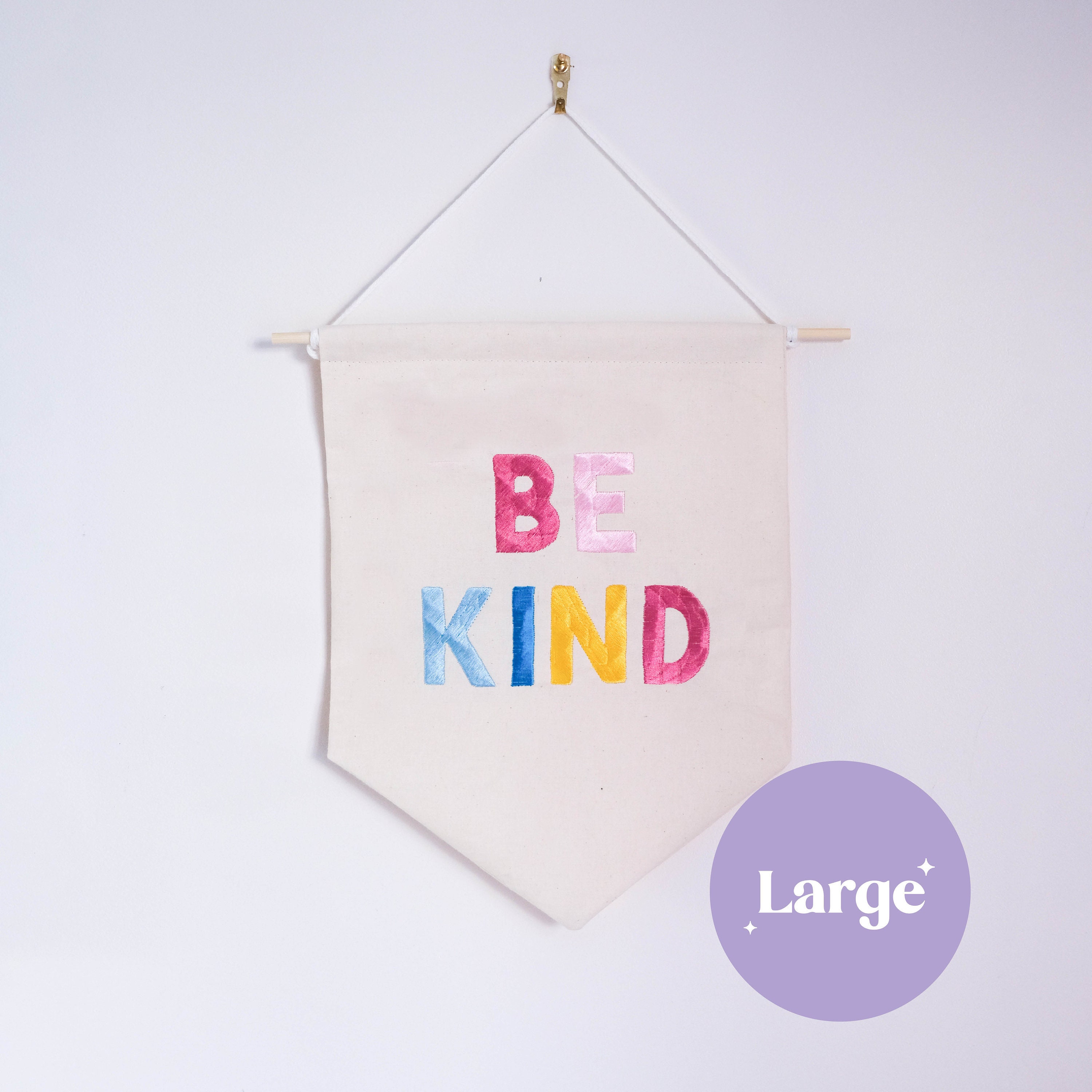 Be Kind Embroidered Banner Large Size / Wall Flag / Rainbow | Etsy