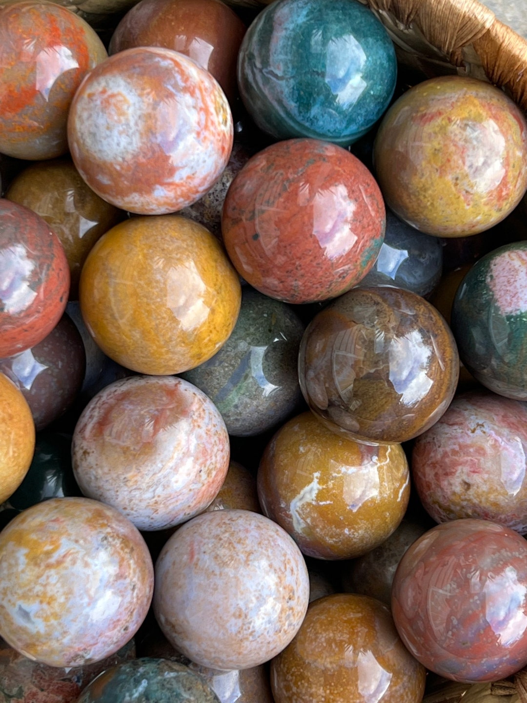 ONE Colorful Ocean Jasper Mini Sphere, Madagascar OJ Mini Spheres ...