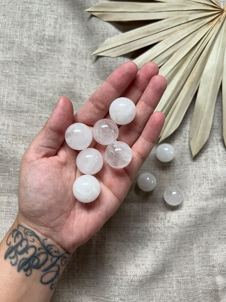 Mini Milky Quartz Spheres, Small Clear Quartz Spheres, Tumbles Tumbled ...