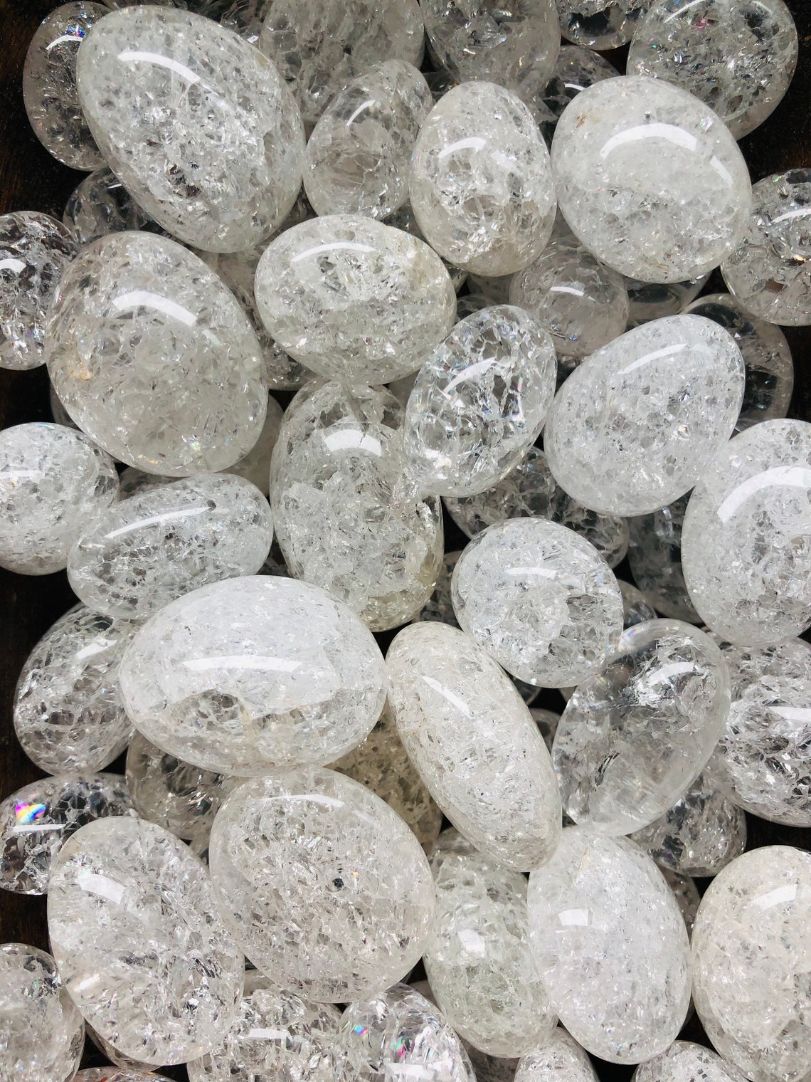 Fire and Ice Crackle Quartz Tumbles Clear Quartz Tumbles with | Etsy