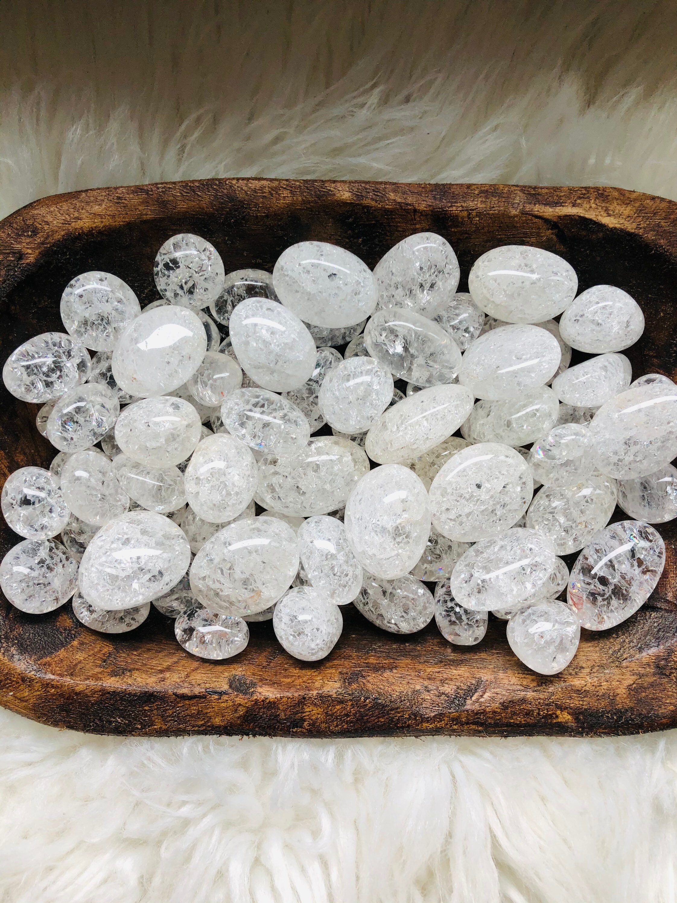 Fire and Ice Crackle Quartz Tumbles Clear Quartz Tumbles with | Etsy