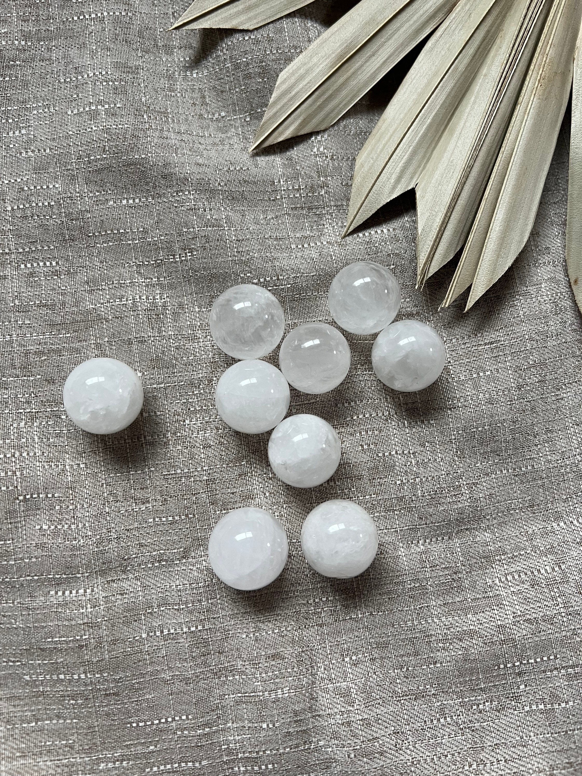 Mini Milky Quartz Spheres, Small Clear Quartz Spheres, Tumbles Tumbled ...