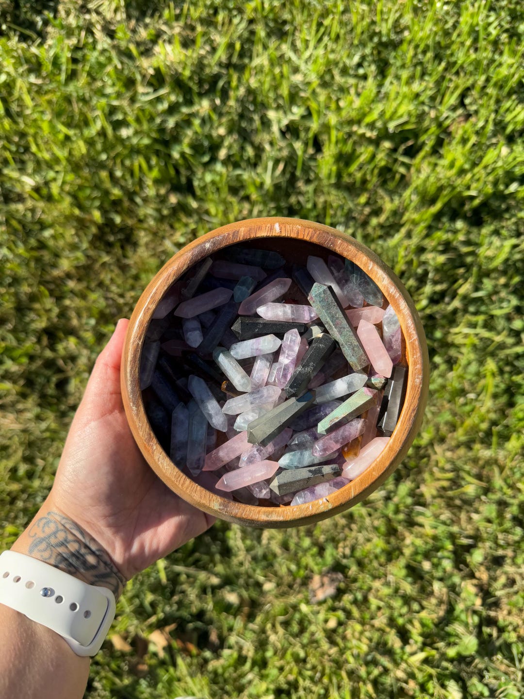 Crystal Gemstone DT, Stone Double Terminated Points, Lepidolite Black ...