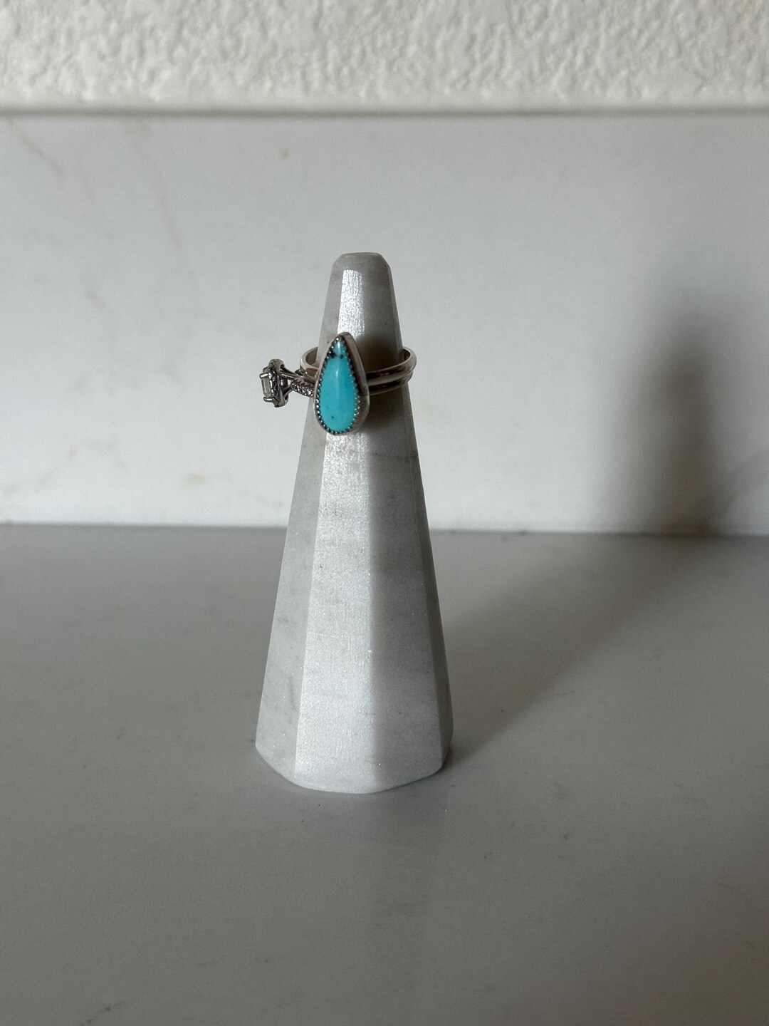 White Marble Ring Holder, Jewelry Display, Natural Stone Decor, Vanity ...