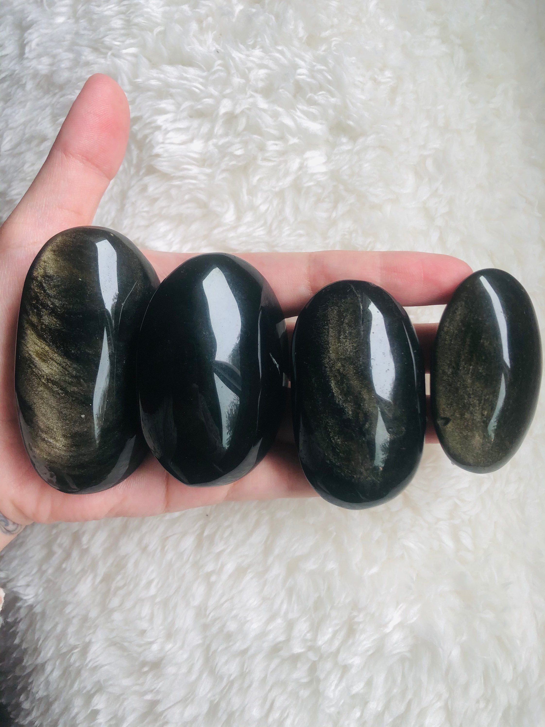 Golden Obsidian Palmstones, Golden Sheen Obsidian Palms Gallets - Etsy