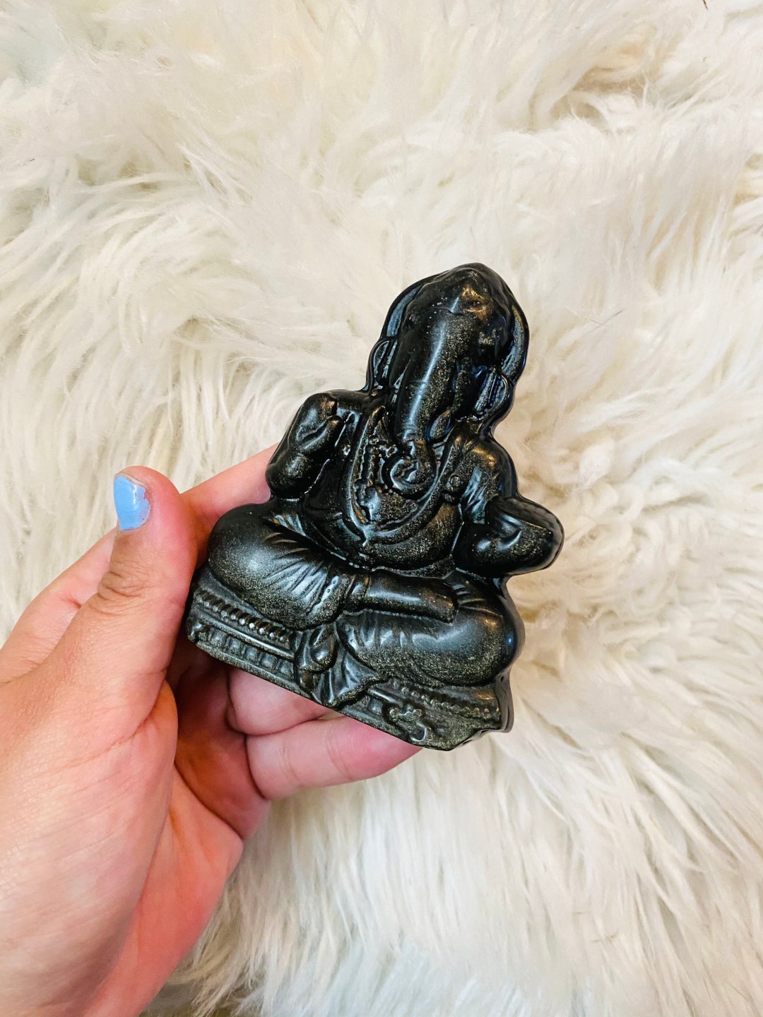 Gold Sheen Obsidian Ganesha, Golden Obsidian Ganesha Stone Statue - Etsy