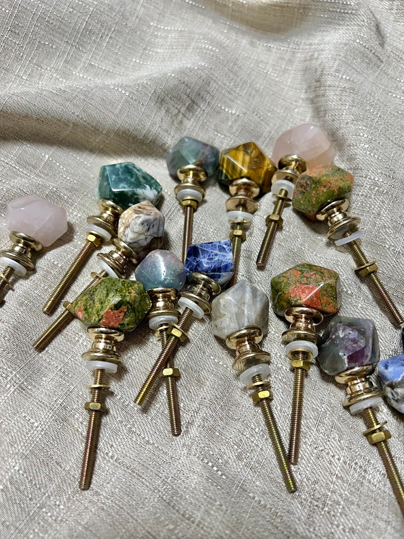 Gemstone Drawer Knobs Natural Stone Hardware Cabinet Knobs - Etsy