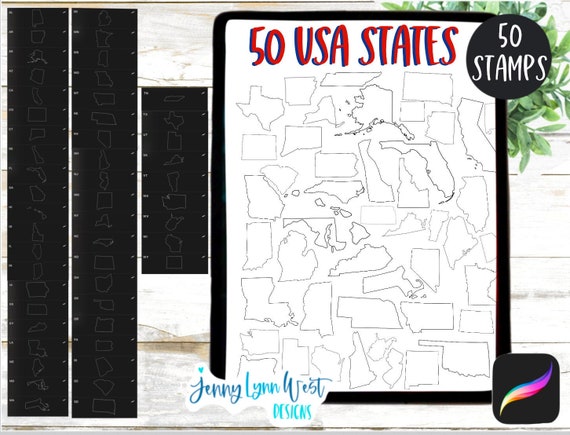 Procreate Stamp USA States Stamp Set for Procreate Brushes | Etsy
