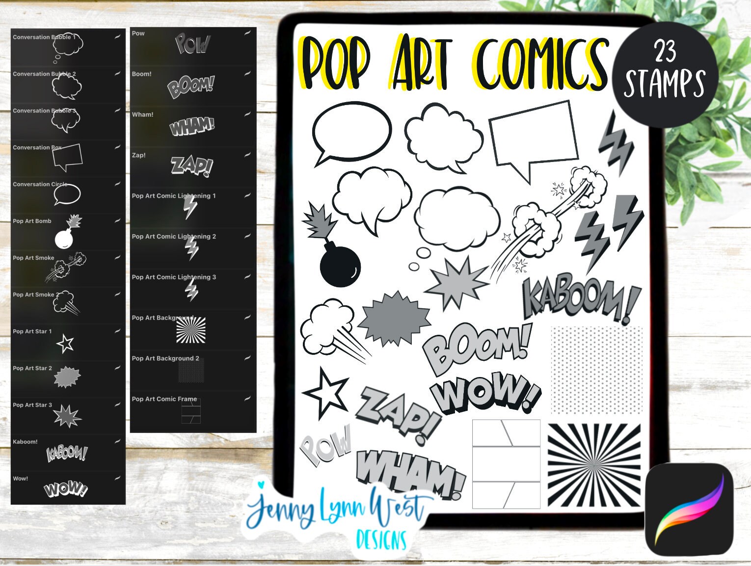Procreate Stamp Pop Art Comics Stamp Conversation Bubbles Set Procreate ...