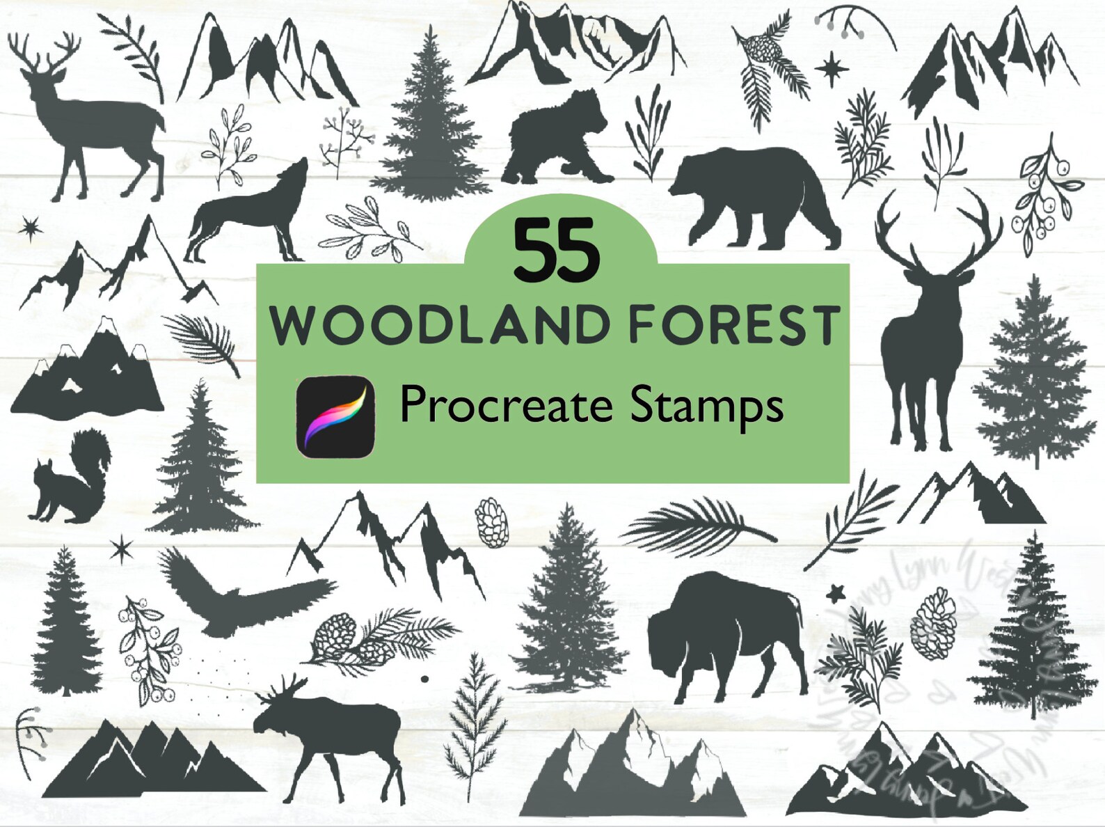 Procreate Stamps Woodland Forest Stamps Set for Procreate Brushes iPad ...