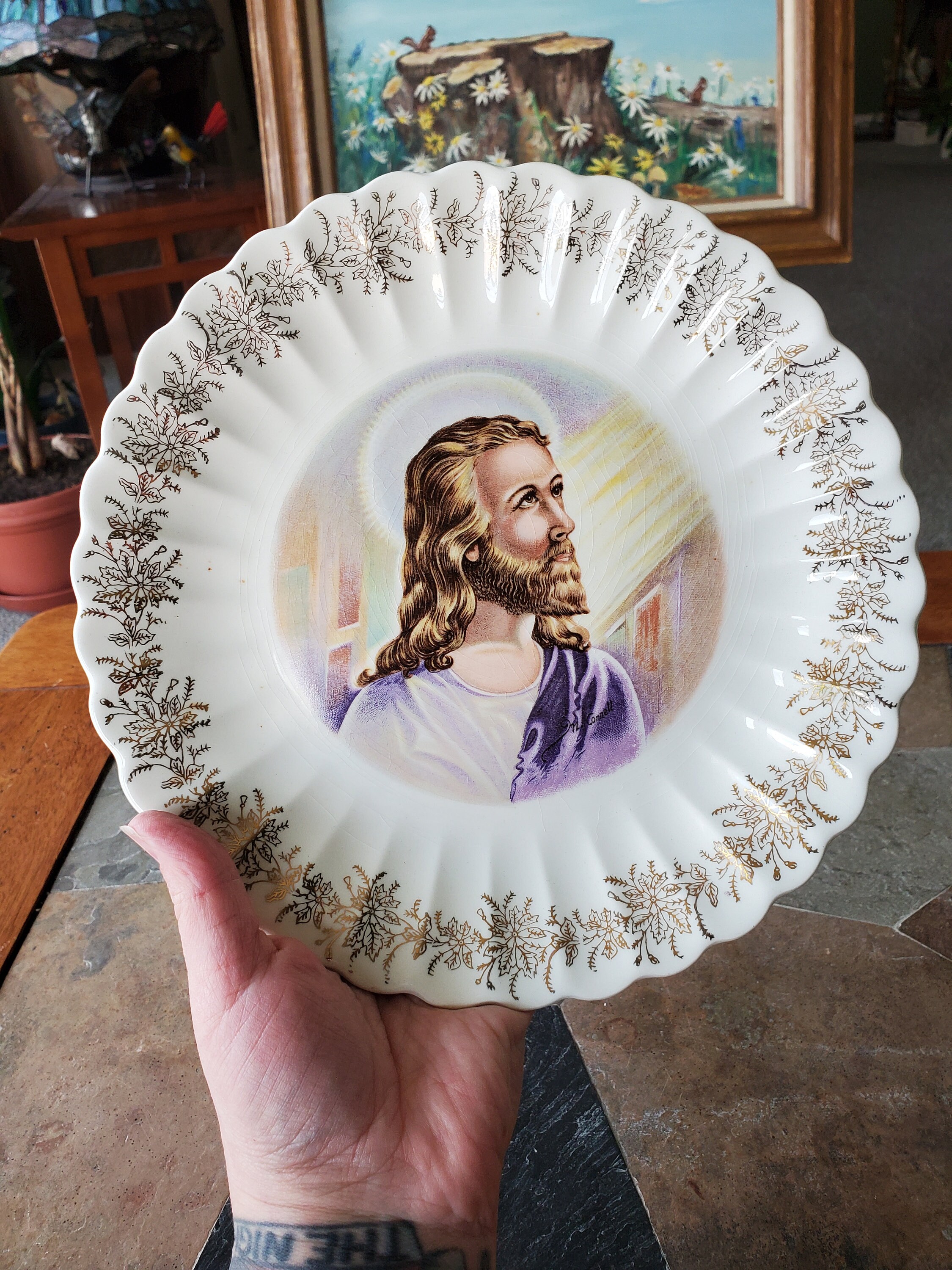Vintage Jesus Plate Sander's Mfg. Co. First Edition 23 Kt Gold Accents ...