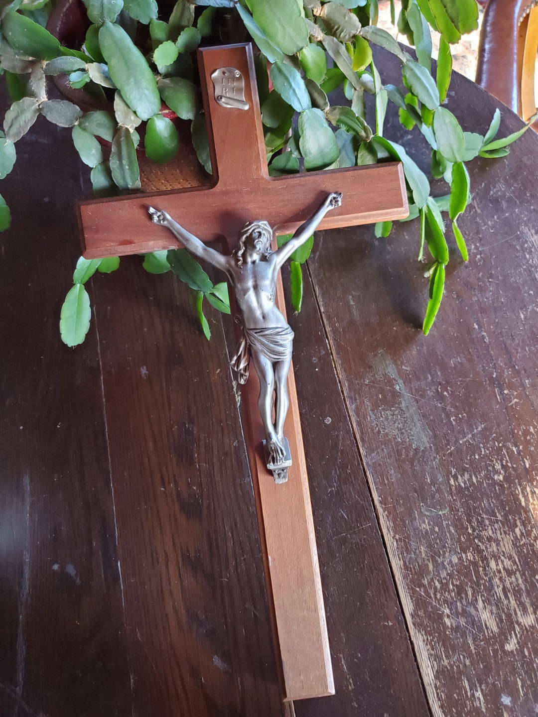 Vintage Wooden Crucifix - Large Wall Hanging Cross - Crucified Christ ...