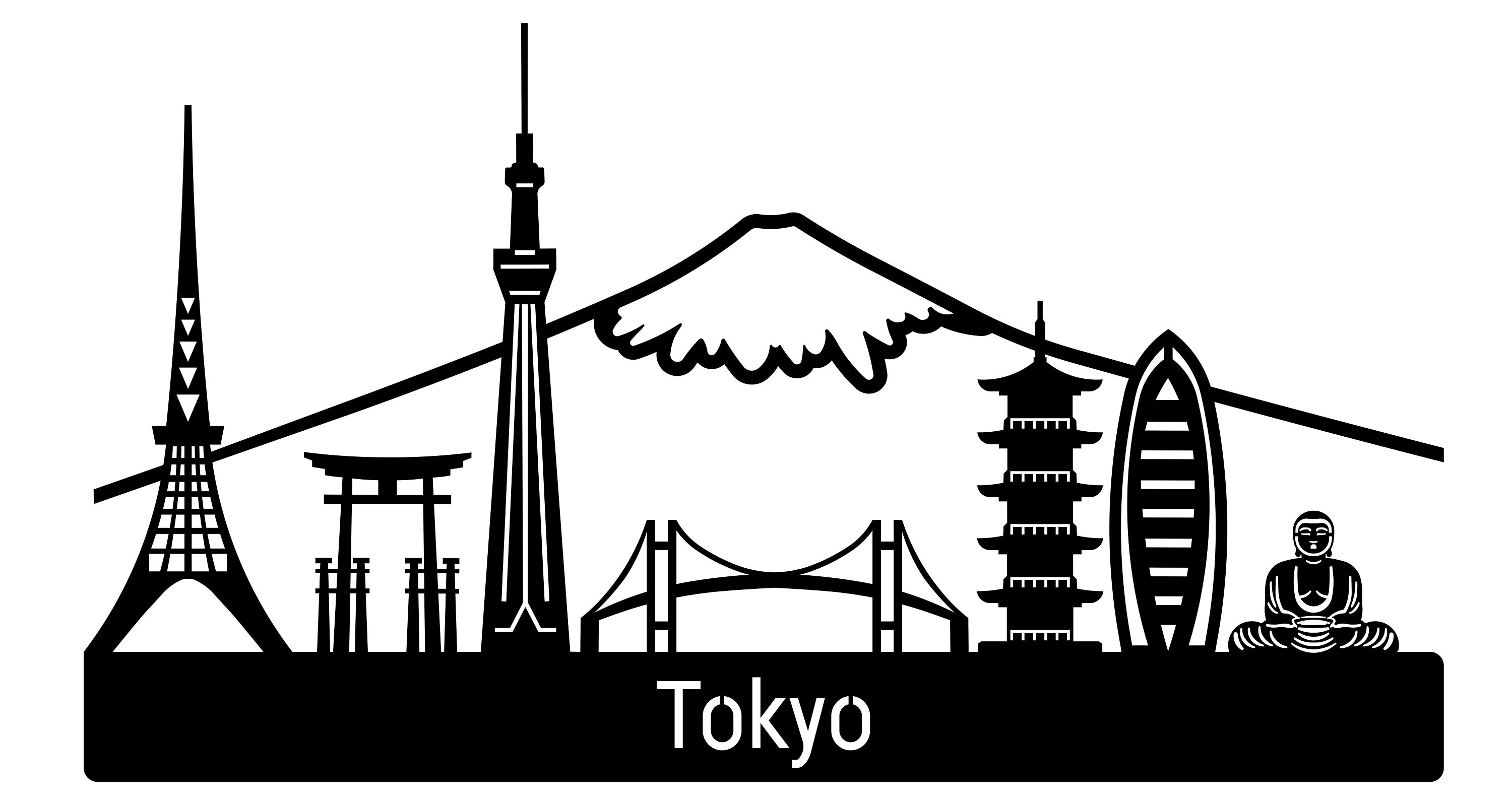 Tokyo Skyline vettoriale silhouette Svg Dxf Eps Cdr | Etsy