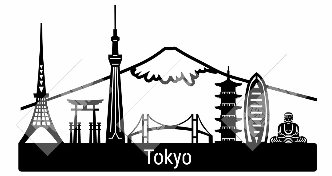 Tokyo Skyline Vector Silhouette Svg Dxf Eps Cdr Skyline - Etsy