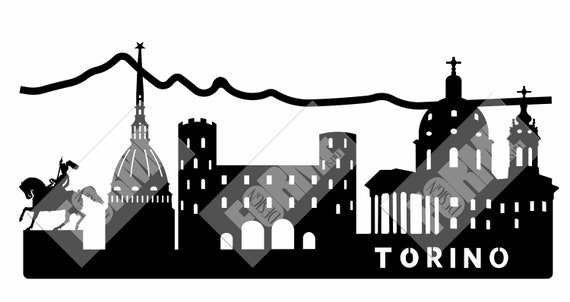 Torino Skyline Vettoriale Silhouette Svg Dxf Eps Cdr - Etsy