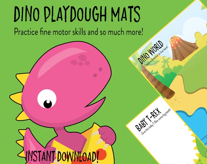 Dinosaur Play Dough Mats - Etsy Canada