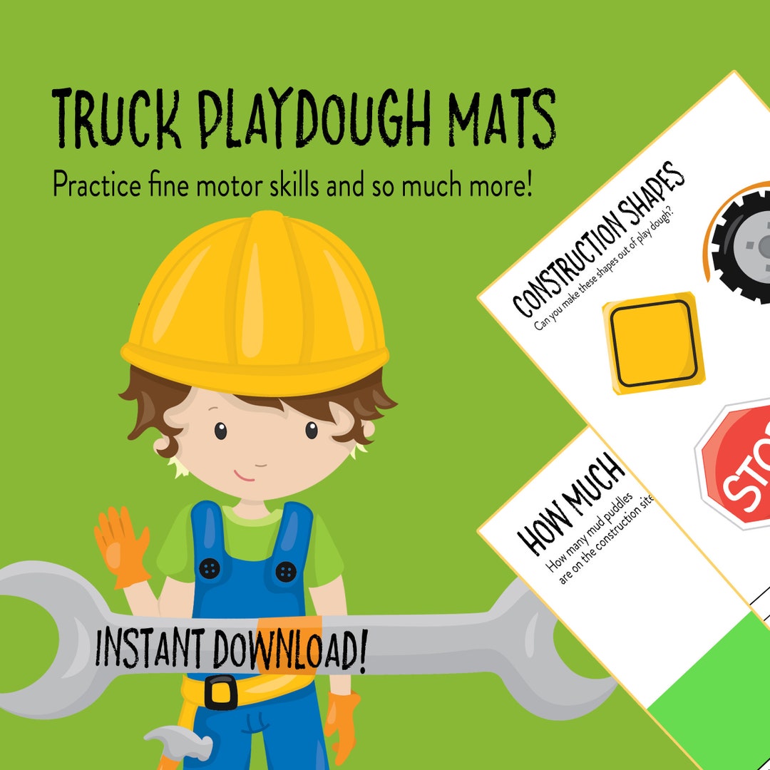 Truck Play Dough Mats, Construction Play Dough Mats, - Etsy