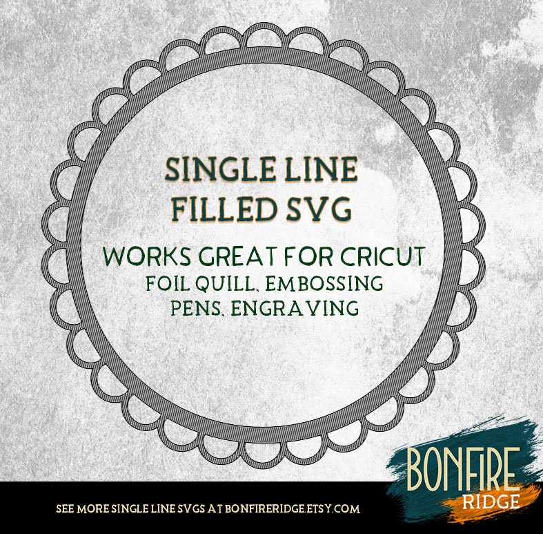 Foil Quill Filled Frame SVG Single Line Scalloped Round Frame - Etsy