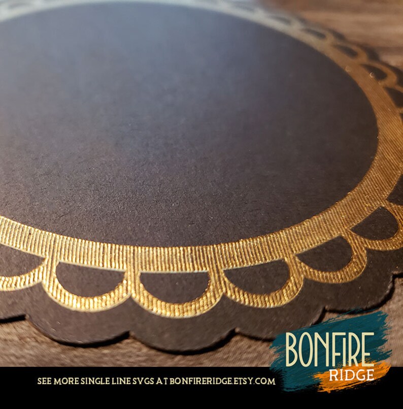 Foil Quill Filled Frame SVG Single Line Scalloped Round Frame - Etsy