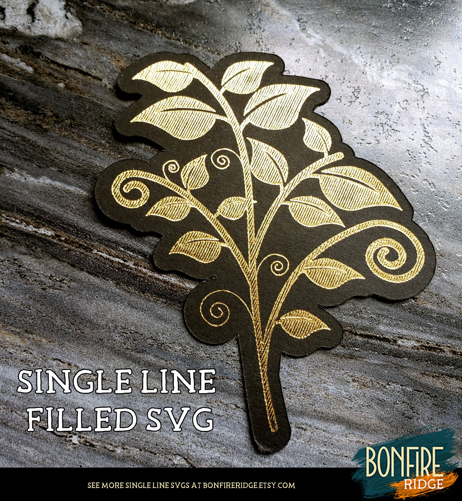 Foil Quill Filled SVG Single Line Floral Leaves Botanical - Etsy