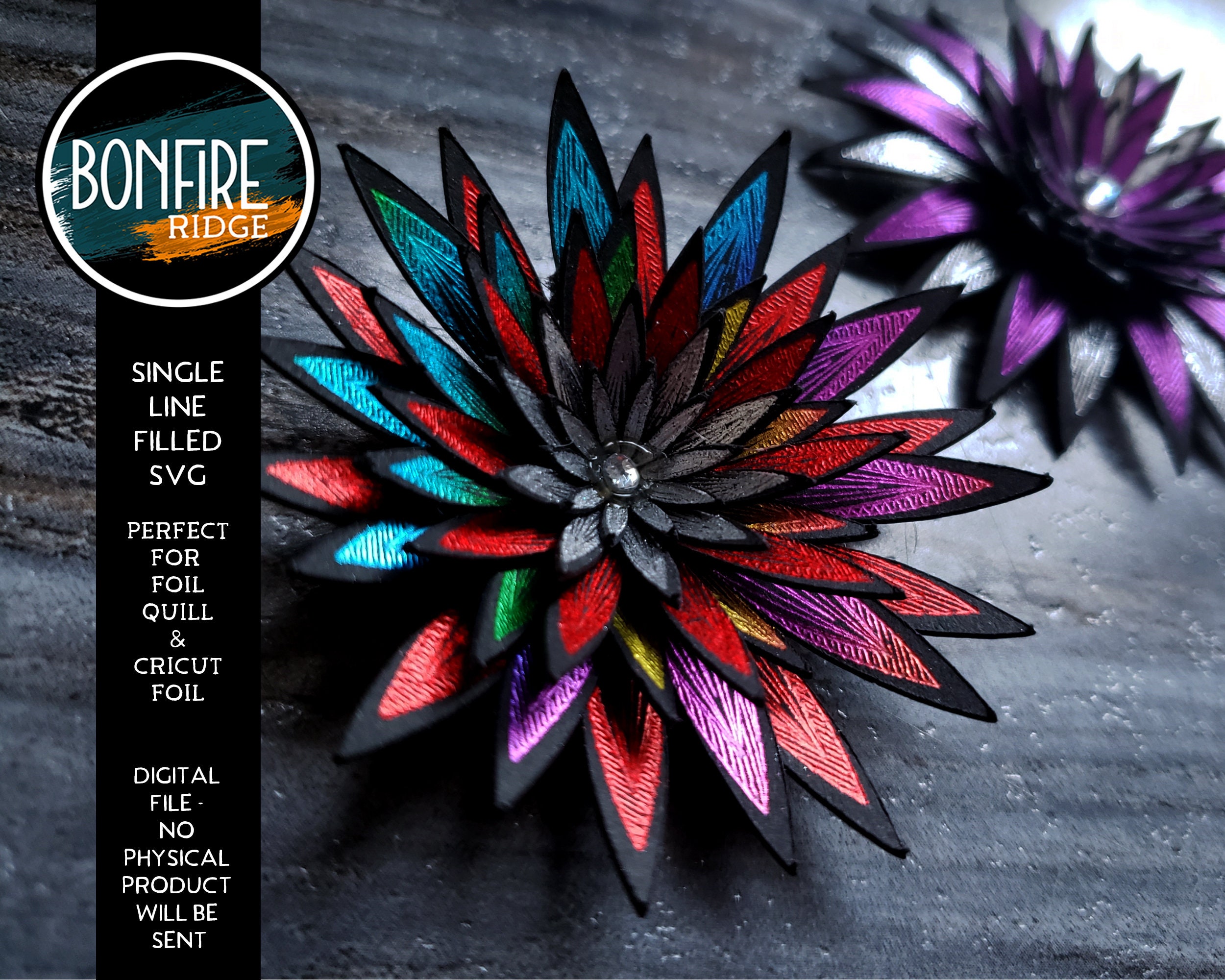 Foil Quill Filled SVG Single Line Flower Flower Graphic 3D | Etsy