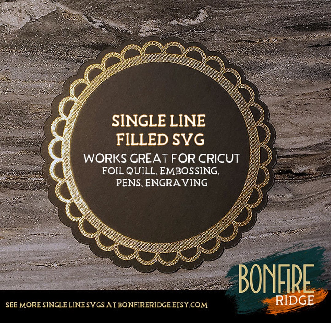 Foil Quill Filled Frame SVG Single Line Scalloped Round Frame - Etsy