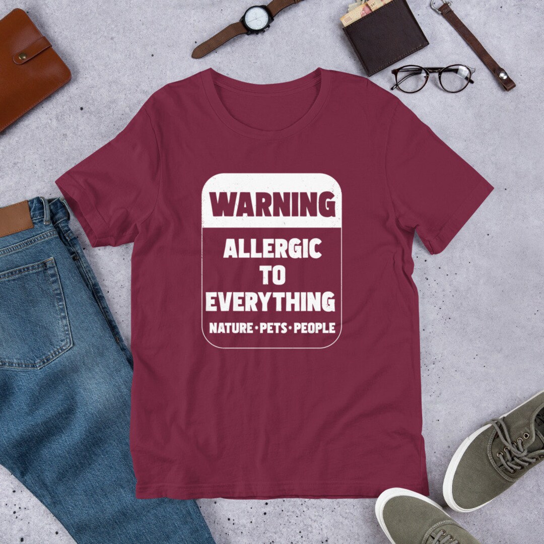 Womens Funny T Shirts Warning Allergic to Everything Sarcastic Graphic ...