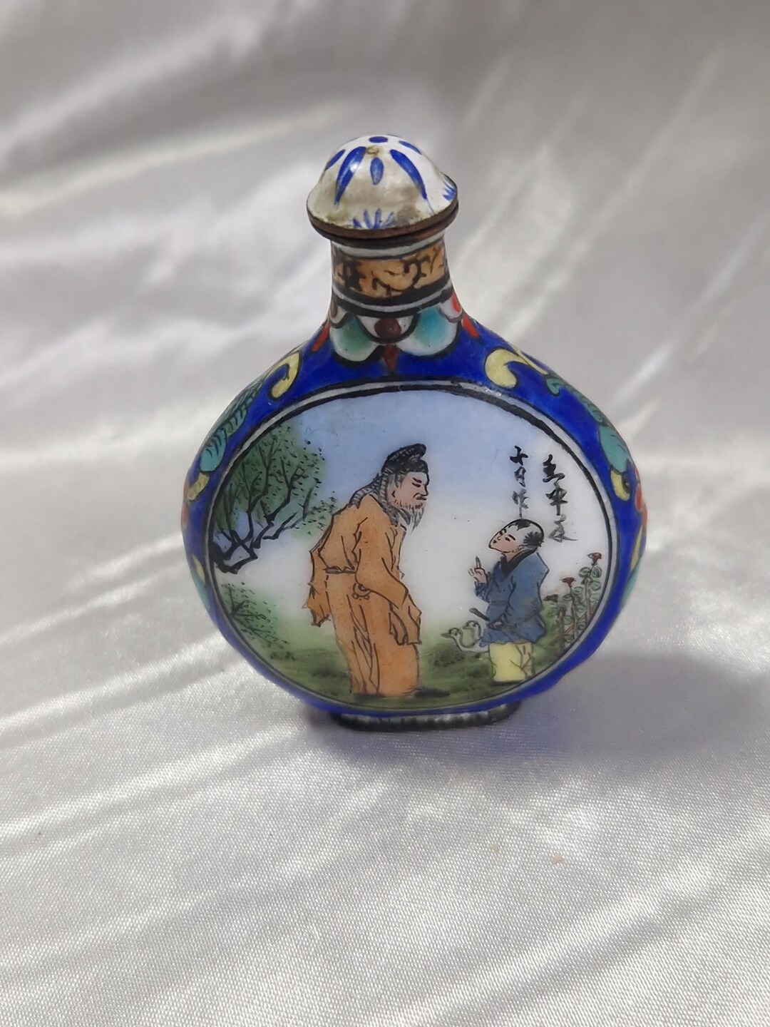 Antique Chinese Snuff Box/bottle With Cork Lid and Spoon - Etsy